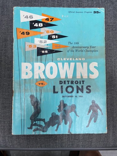 1955 SEPT 10 NFL Football Program Detroit Lions VS Cleveland Browns ...