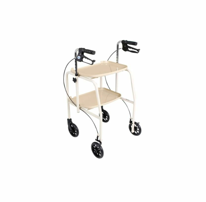 Adjustable Mobility Trolley Hand Brakes Walker Indoor Kitchen 4 Wheels ...