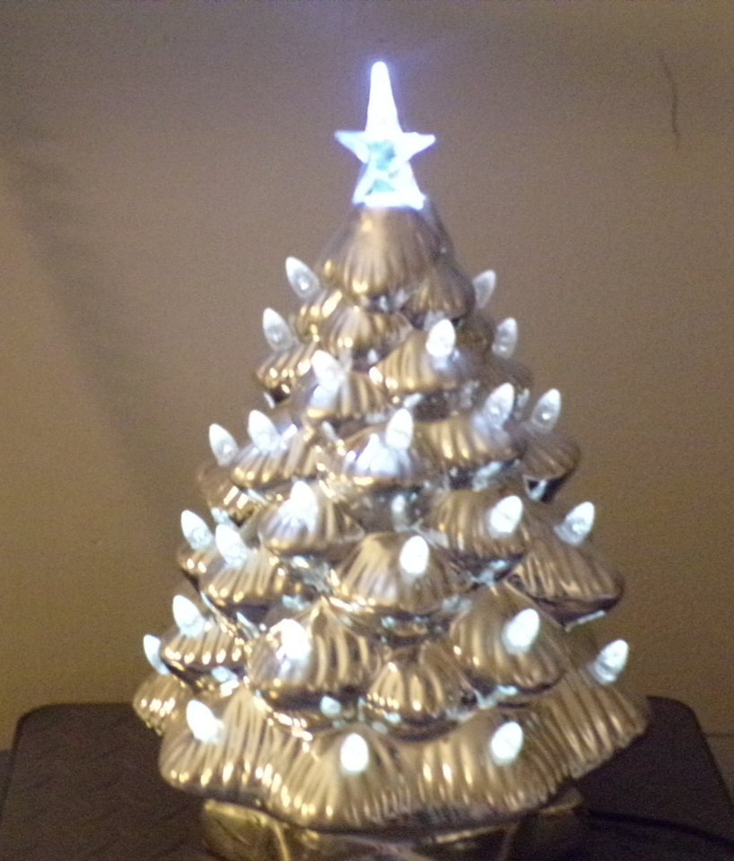 Vintage Silver Christmas Tree Changes Color & Has All Bulbs TESTED | eBay