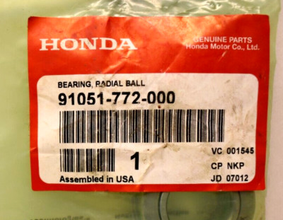 x1 BEARING FRONT WHEEL H 1011 HONDA HARMONY 91051-772-000 RIDING MOWER ...