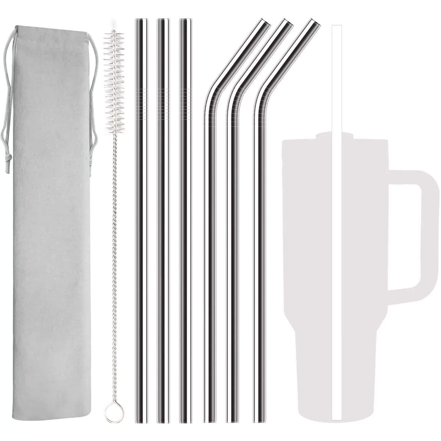 6Pk Stainless Steel Straw Replacement 40oz for Stanley Adventure Travel ...