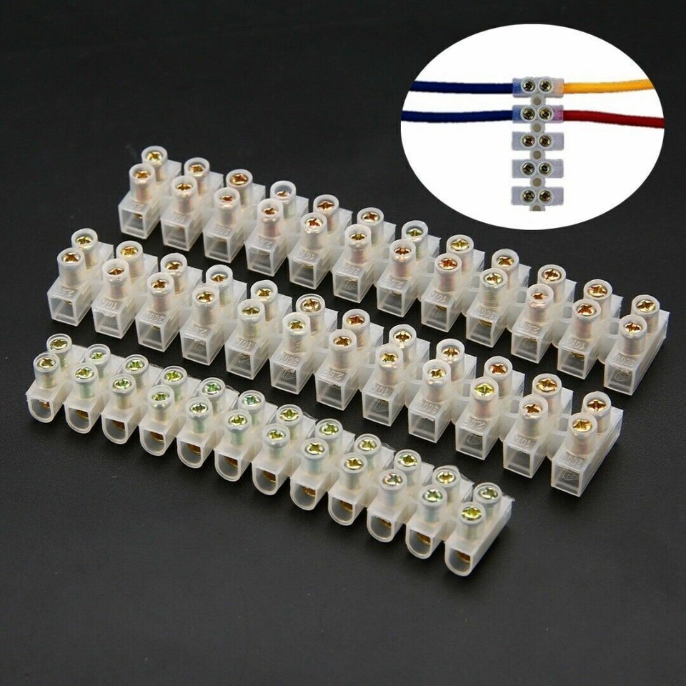 3x 12 Way Barrier Screw Terminal Block Wire Connection Connector Strip ...
