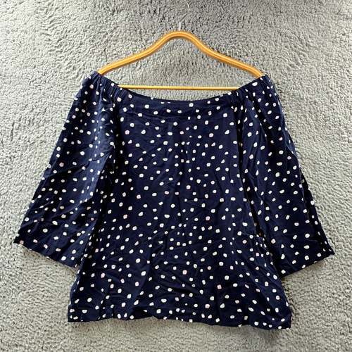 French Connection Womens Blouse Top Size 8 Navy Blue White Spot Off the ...