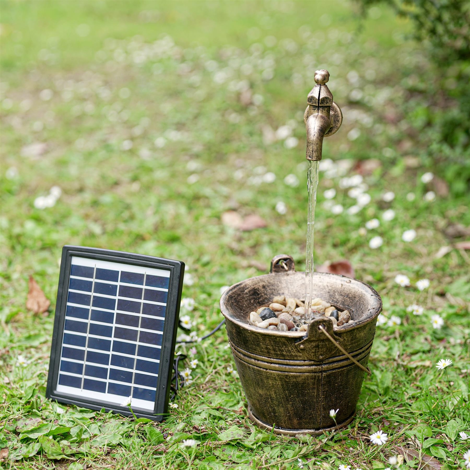 Solar Outdoor Fountain Water Feature LED Garden Statues Decoration ...