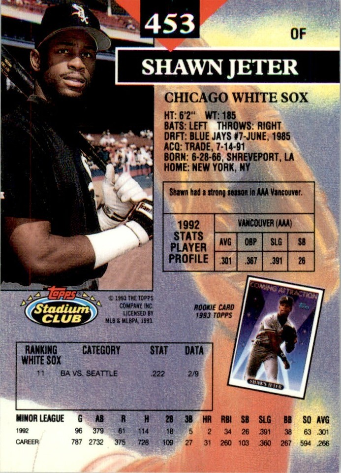 1993 Stadium Club MLB Shawn Jeter #453 | eBay