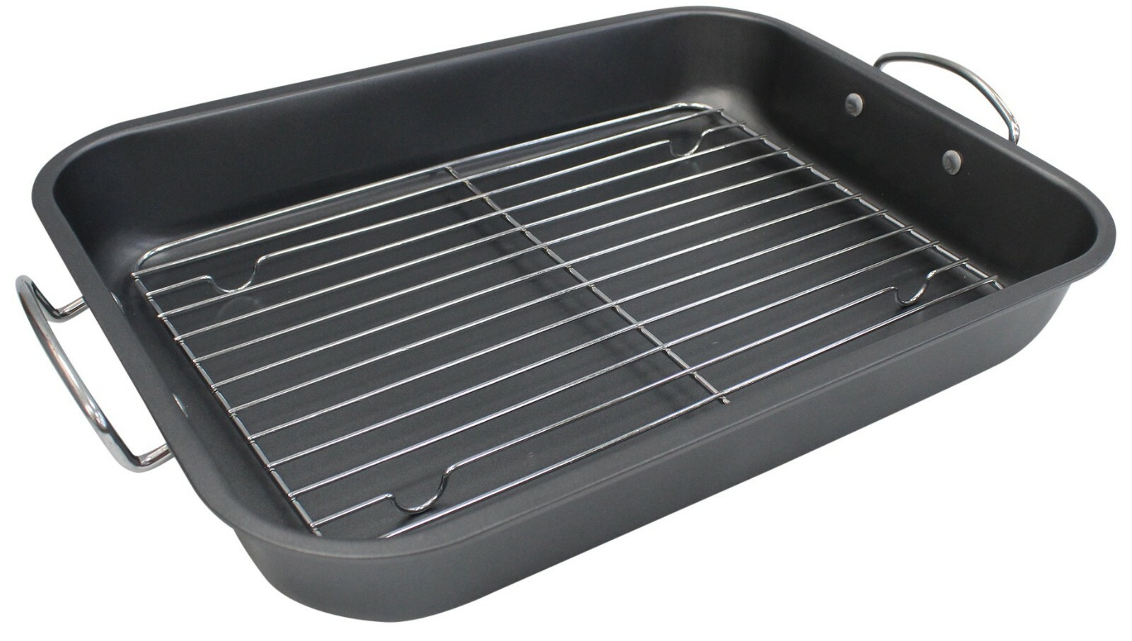 39cm Roast & Rack Non Stick Metal Roasting Tray For Meats Roast Chicken ...