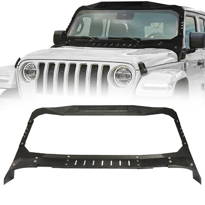 Armor Windshield Frame Cover Visor Cowl w/ LED Lights For Jeep Wrangler ...