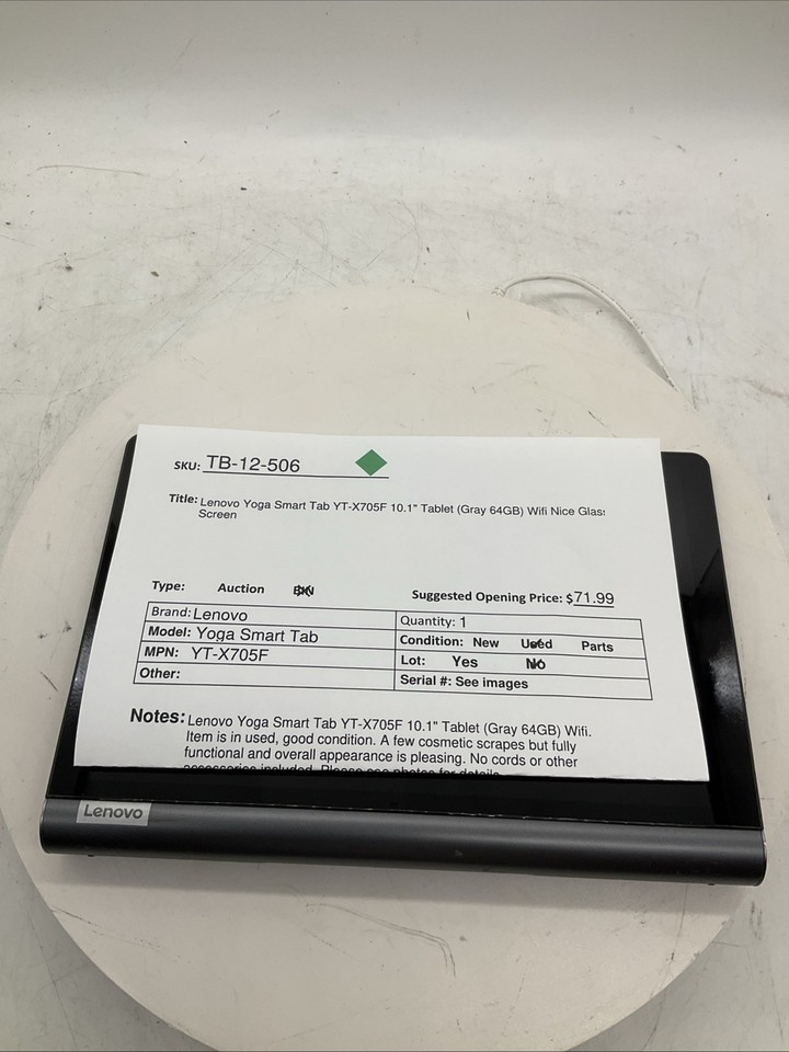 Lenovo Yoga Smart Tab YT-X705F 10.1" Tablet (Gray 64GB) Wifi Nice Glass ...