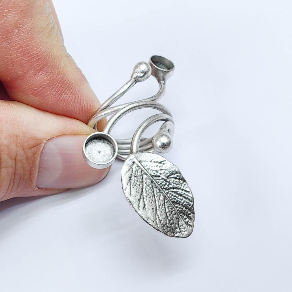 Leaf Ring, Setting Blank Cabochon Mounting Adjustable Brass 6mm G37562 ...