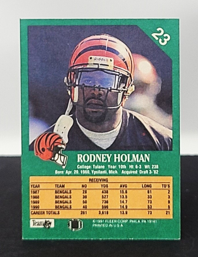 RODNEY HOLMAN Signed Autographed 1991 Fleer Football Card #23 ...