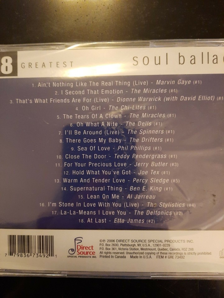 18 Greatest Soul Ballads Factory Sealed CD Direct Source Special ...