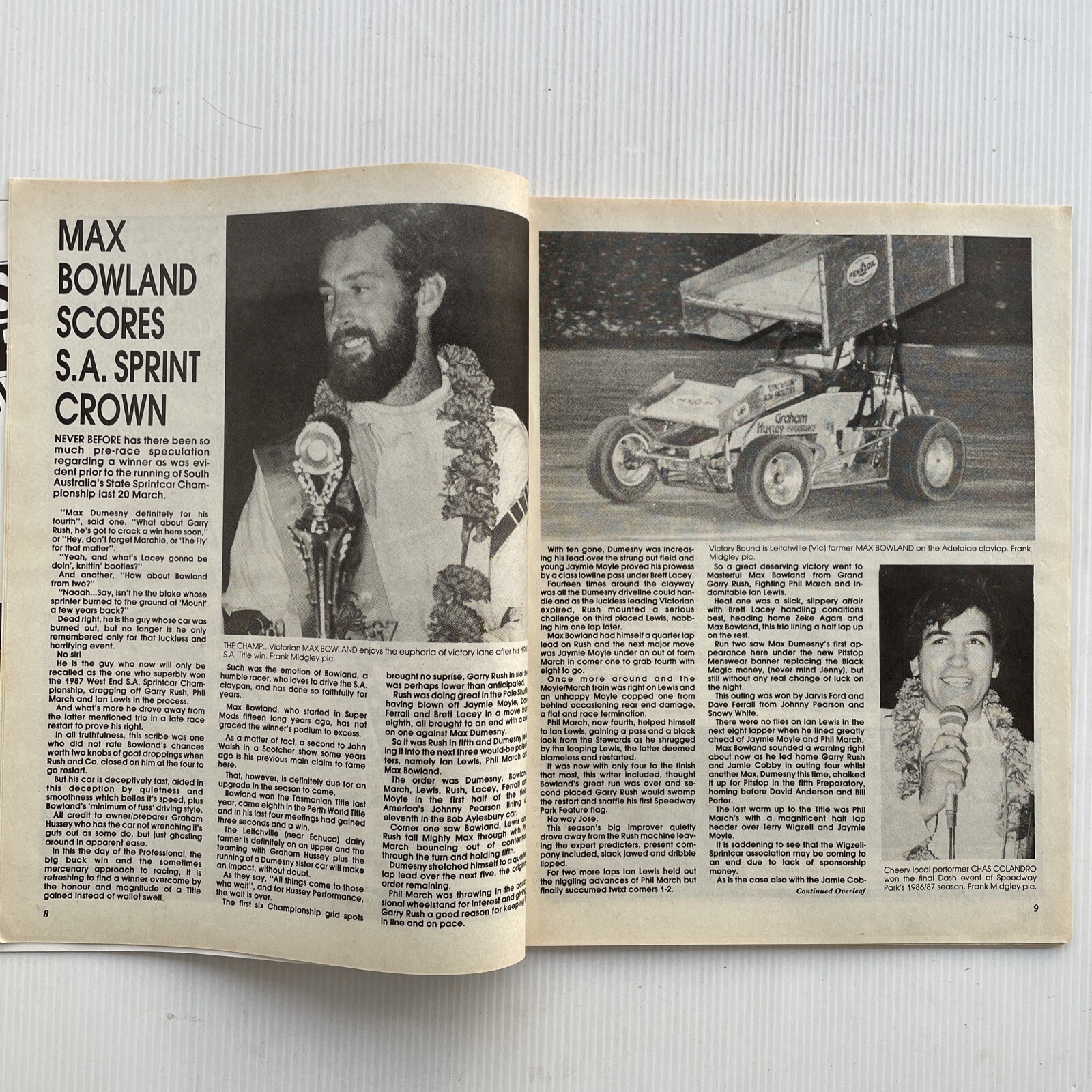 Oval Track 1987 Vintage Australian Speedway Magazines Borderline SA ...