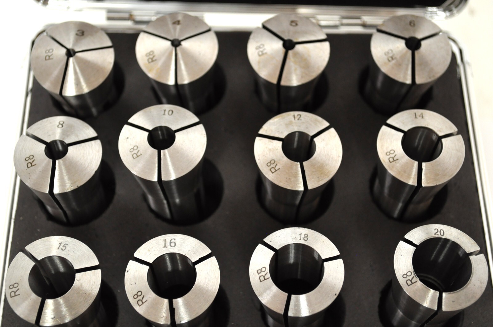 12 piece R8 Round Collet Set Imperial sizes from 1/16th" to 3/4" by ...