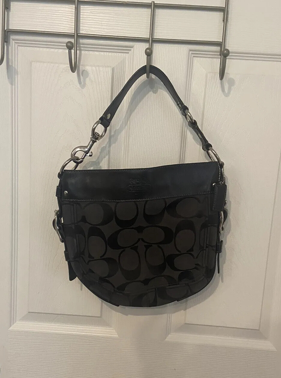 Coach Signature Zoe Op Art C Black Logo Fabric Handba… - Gem