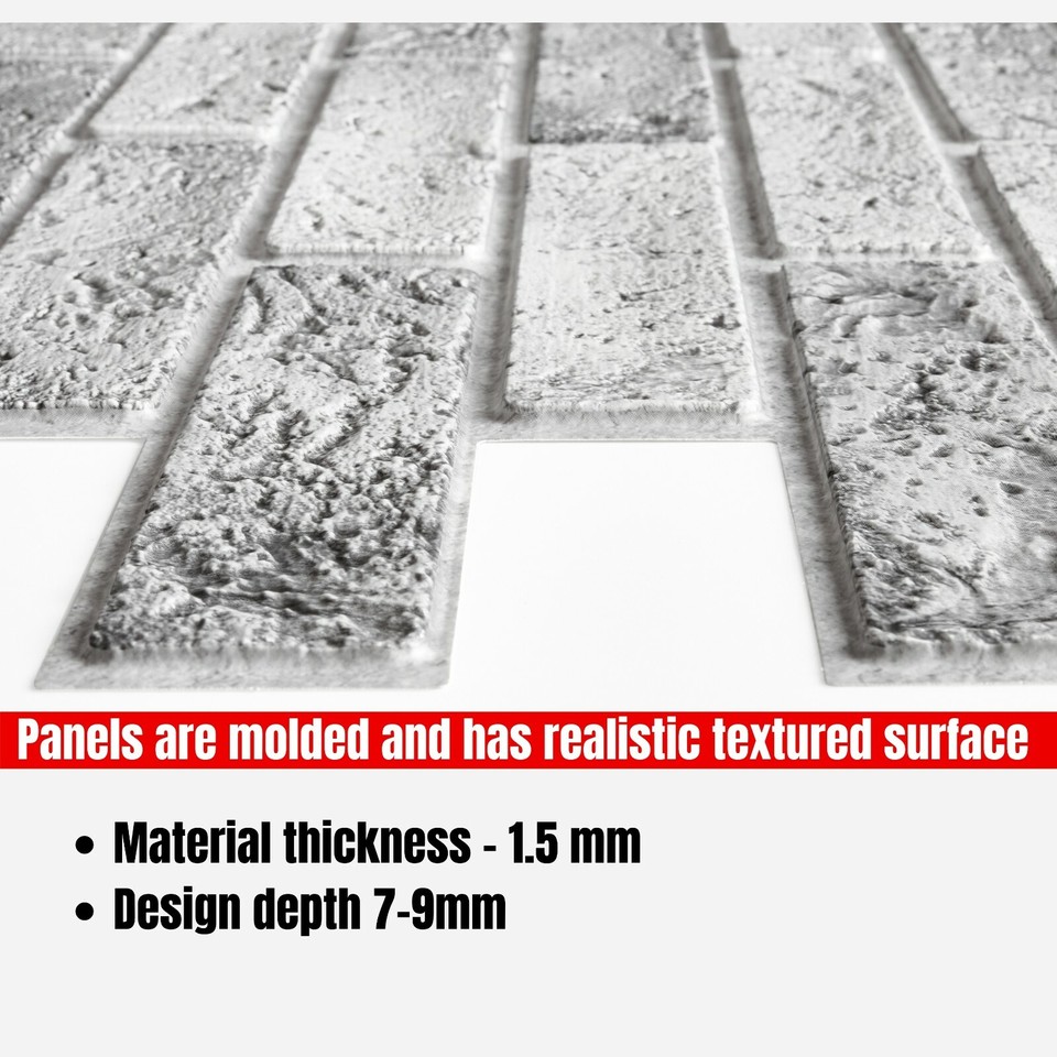 Stone Brick Effect PVC Plastic Wall Covering Panels Decorative Cladding ...