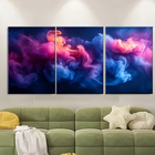 3pcs Vivid Blue Magenta Abstract Metal Print Ready to Hang Art | eBay