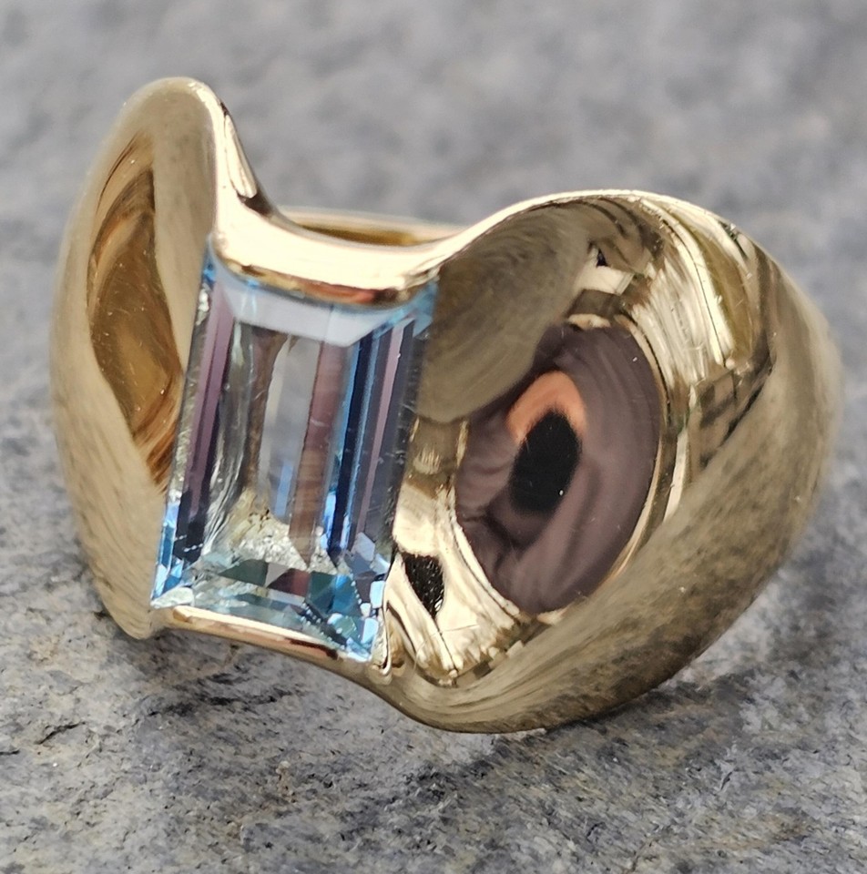 James Avery Monaco Emerald Cut Aquamarine Ring 14k Gold 10g sz 9 ...