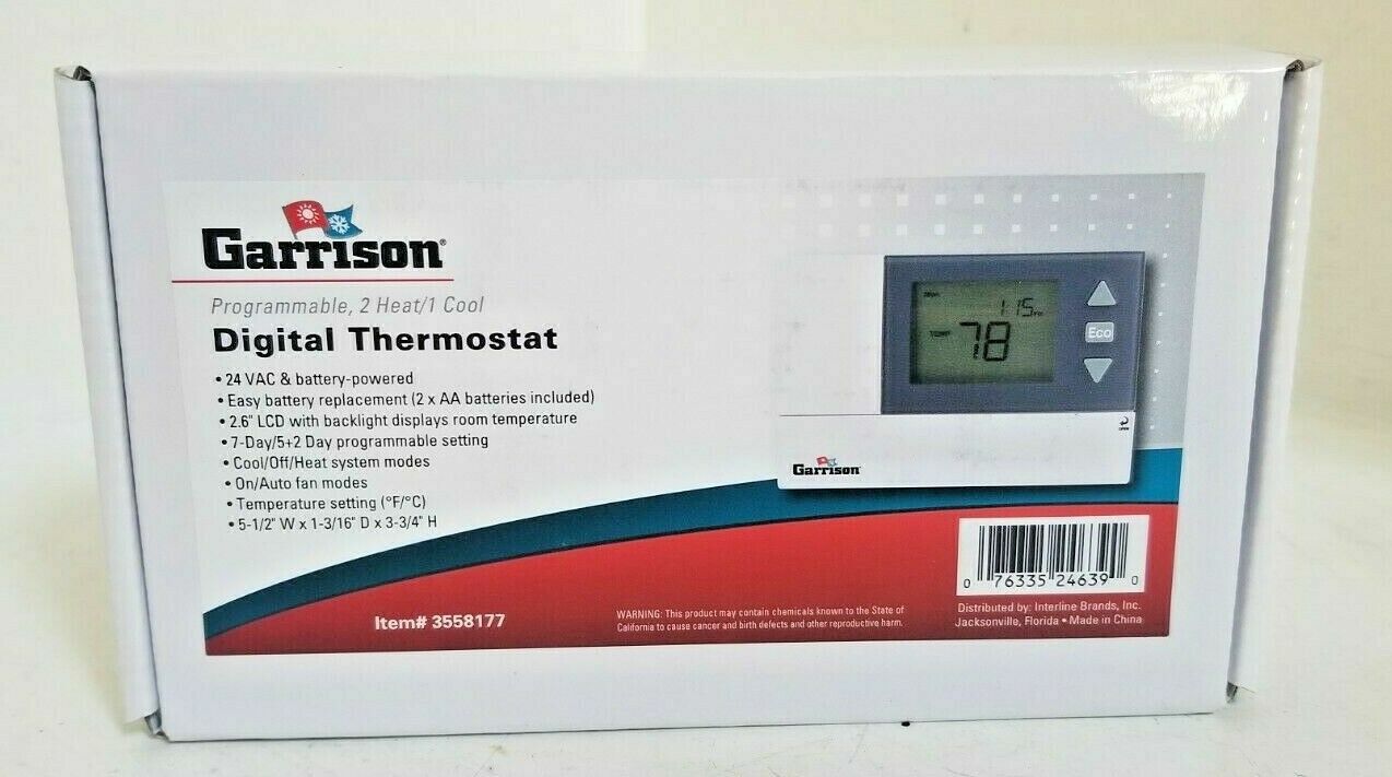 Garrison Programmable Digital Thermostat 2 Heat / 1 Cool 24 VAC for ...