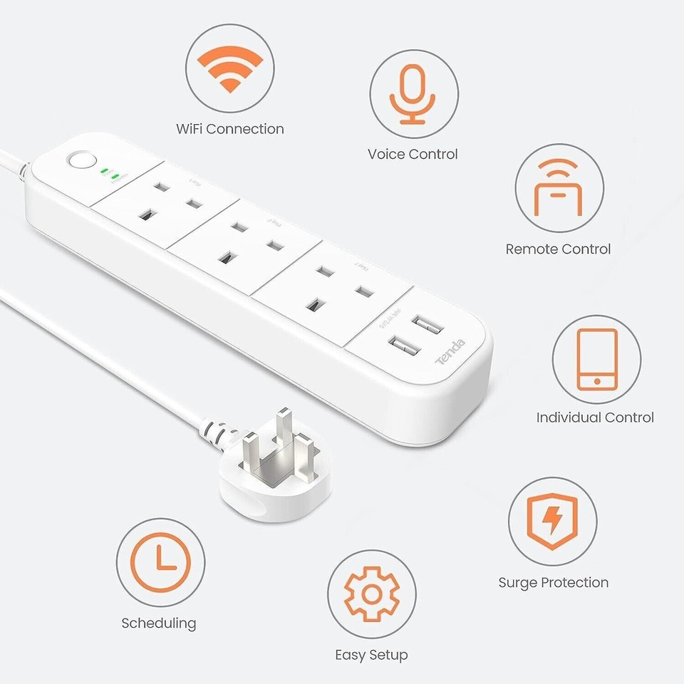 Smart Plug Tenda SP15 Smart Power Strip wifi Plug Alexa & Google, Surge ...