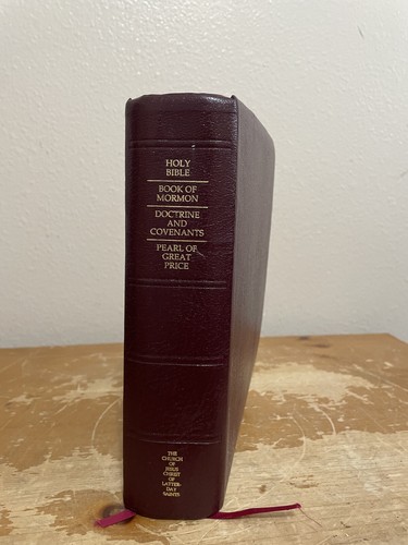 LDS Scripture Quad 2001 Brown Large Print Holy Bible Book Of Mormon D ...