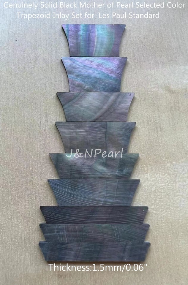Selected Color 1.5mm Thick Black MOP Trapezoid Inlay Set for Les Paul ...