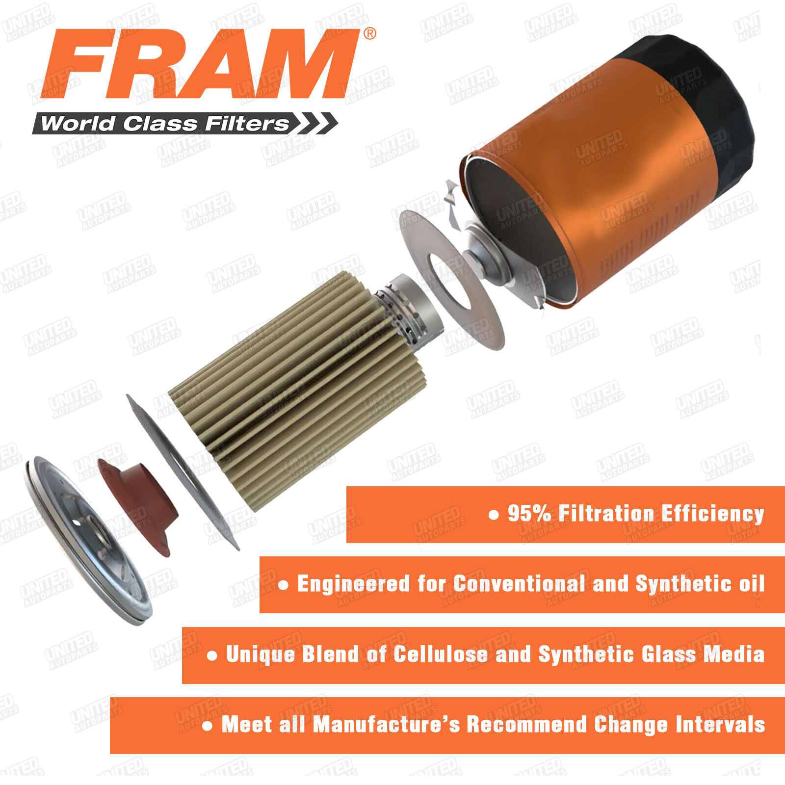 Fram Oil Filter for Toyota Dyna 100 YH81 YH81R YU 4CYL 1.8 Petrol Refer ...