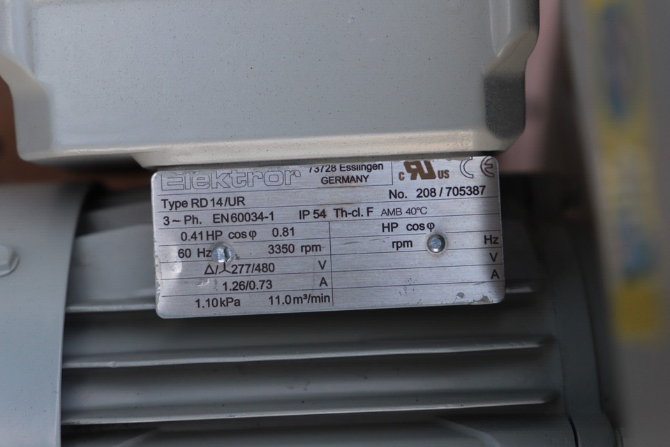 ELEKTROR RD 14/UR 3PH EN60034-1 60HZ 3350 RPM | eBay