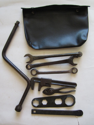 MODEL A FORD STYLE TOOL KIT WITH NEW TOOL BAG SIX TOOLS ,TIRE IRON ...