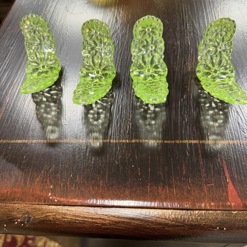 SET of 4 Rare Curtain Tie Back Holder Green Vaseline Uranium Depression ...