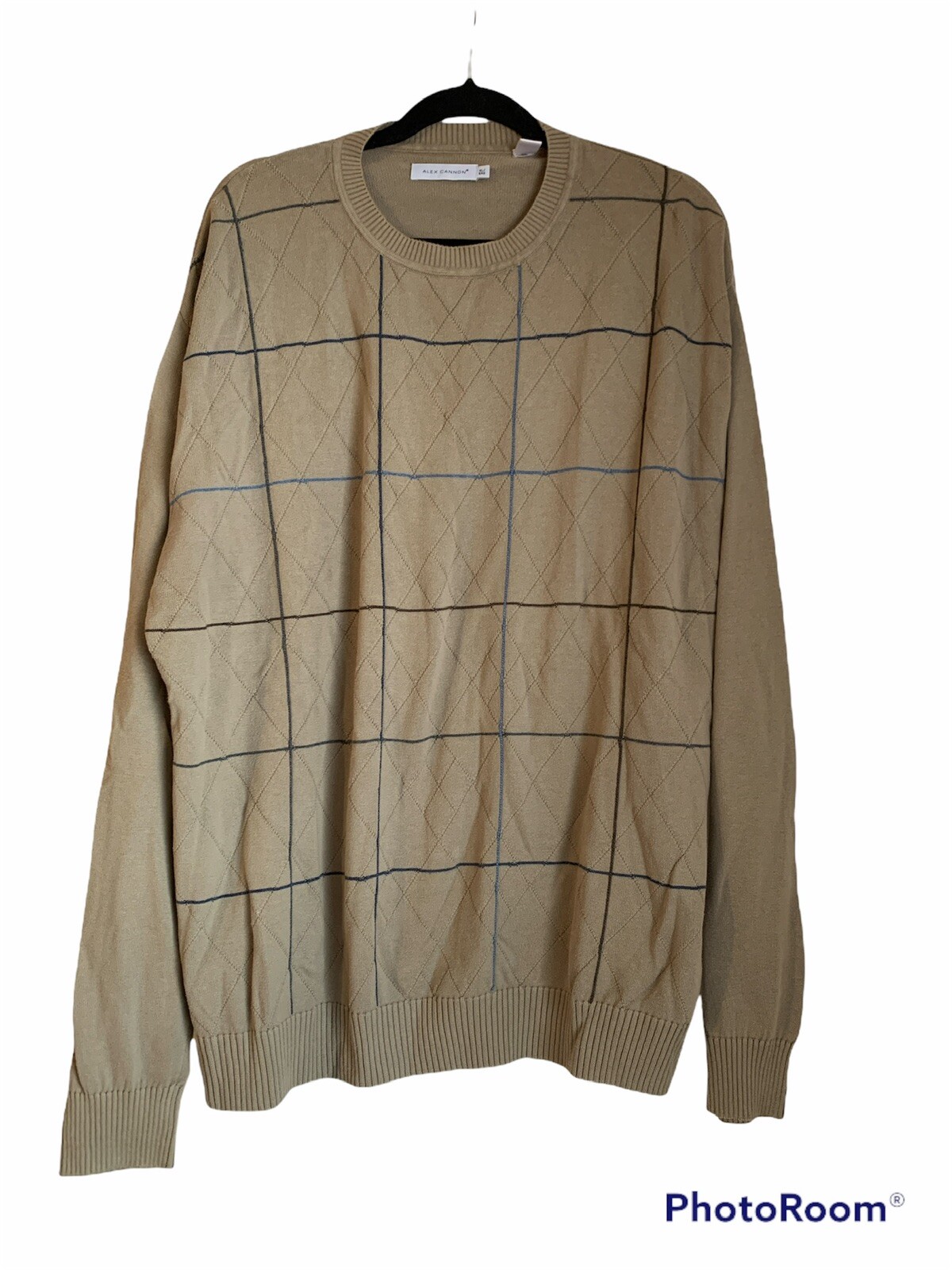 Alex Cannon Men's Beige Argyle Diamond Box Sweater XL - Gem