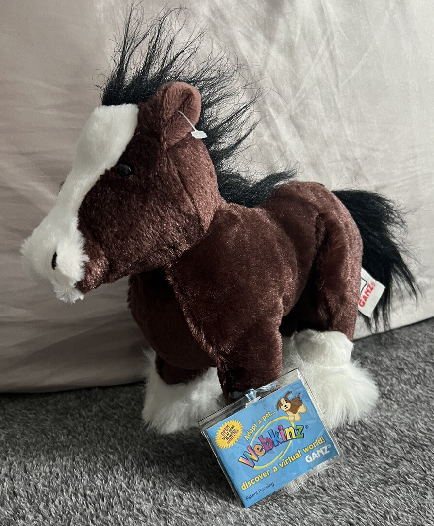 GANZ Webkinz Clydesdale Horse Plush with New Unused Code *SPEEDY ...