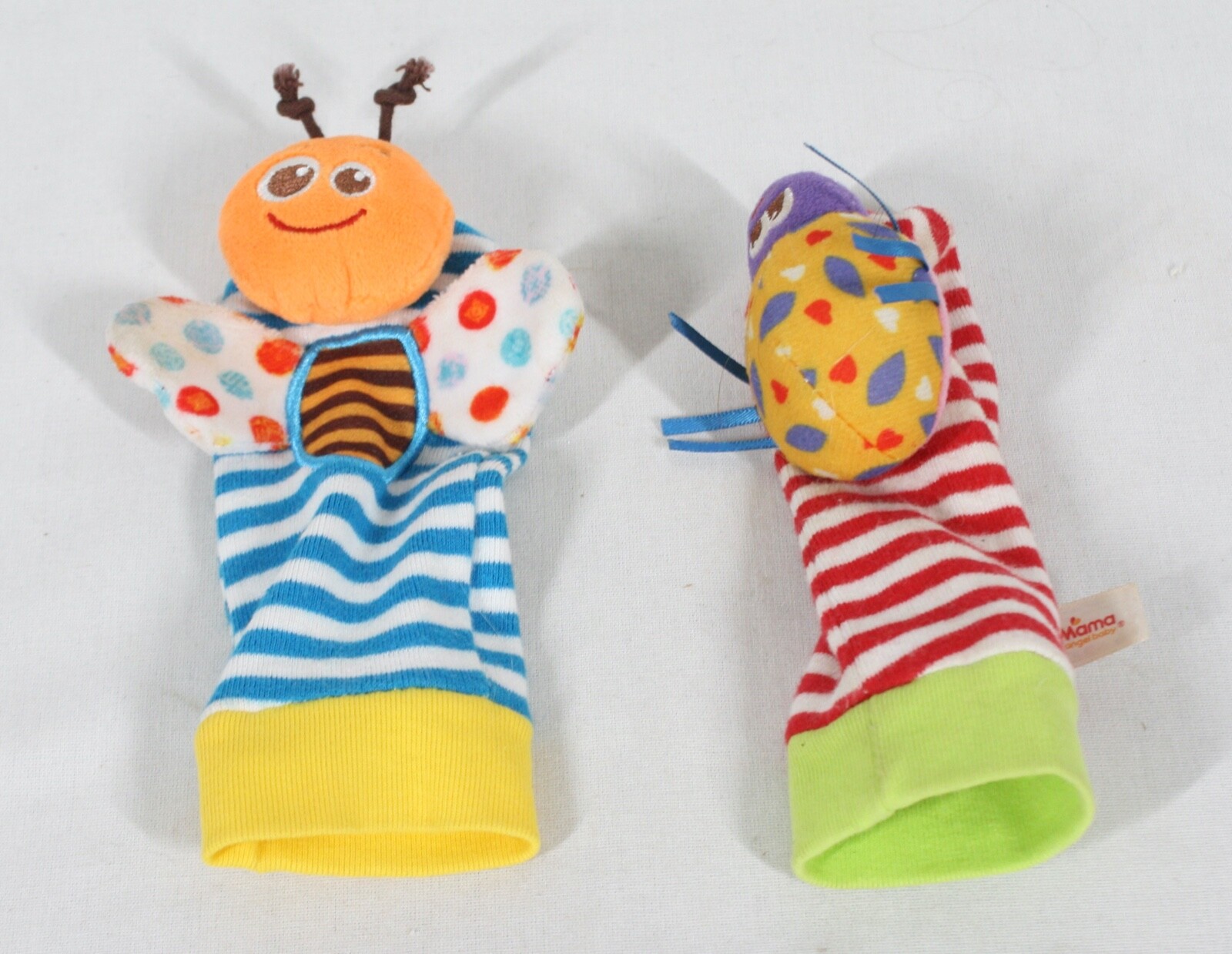RARE! EARTH MAMA BUMBLE BEE & SPIDER STRIPED SOCK FINGER PUPPETS 6 ...