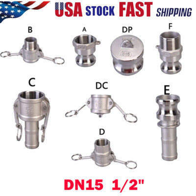 1/2" DN15 BSP Stainless Camlock Fitting Hose Adapter Barb Quick ...