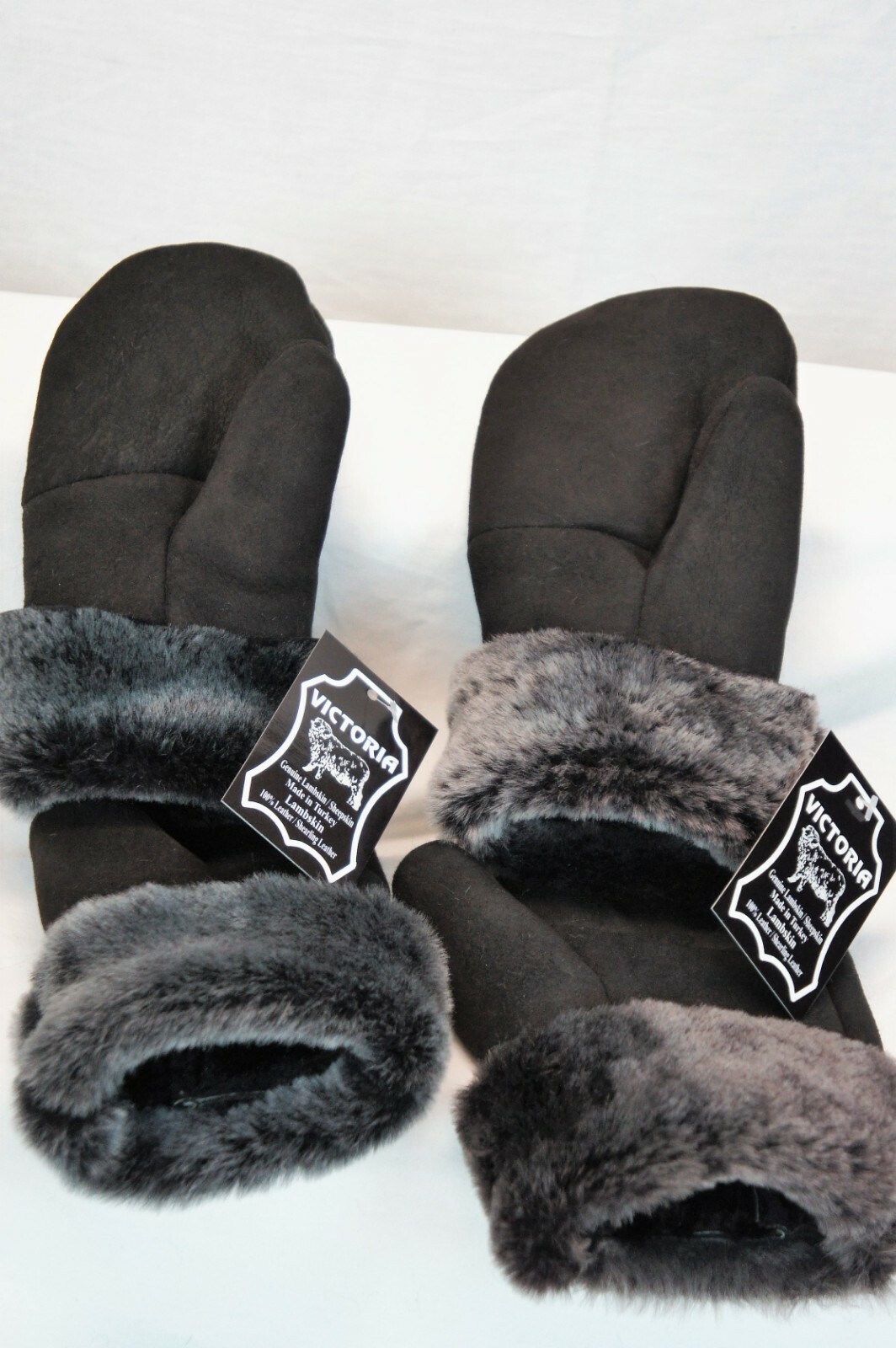 2 COLORS 100% REAL SHEEPSKIN SHEARLING LEATHER MITTENS UNISEX Fur ...