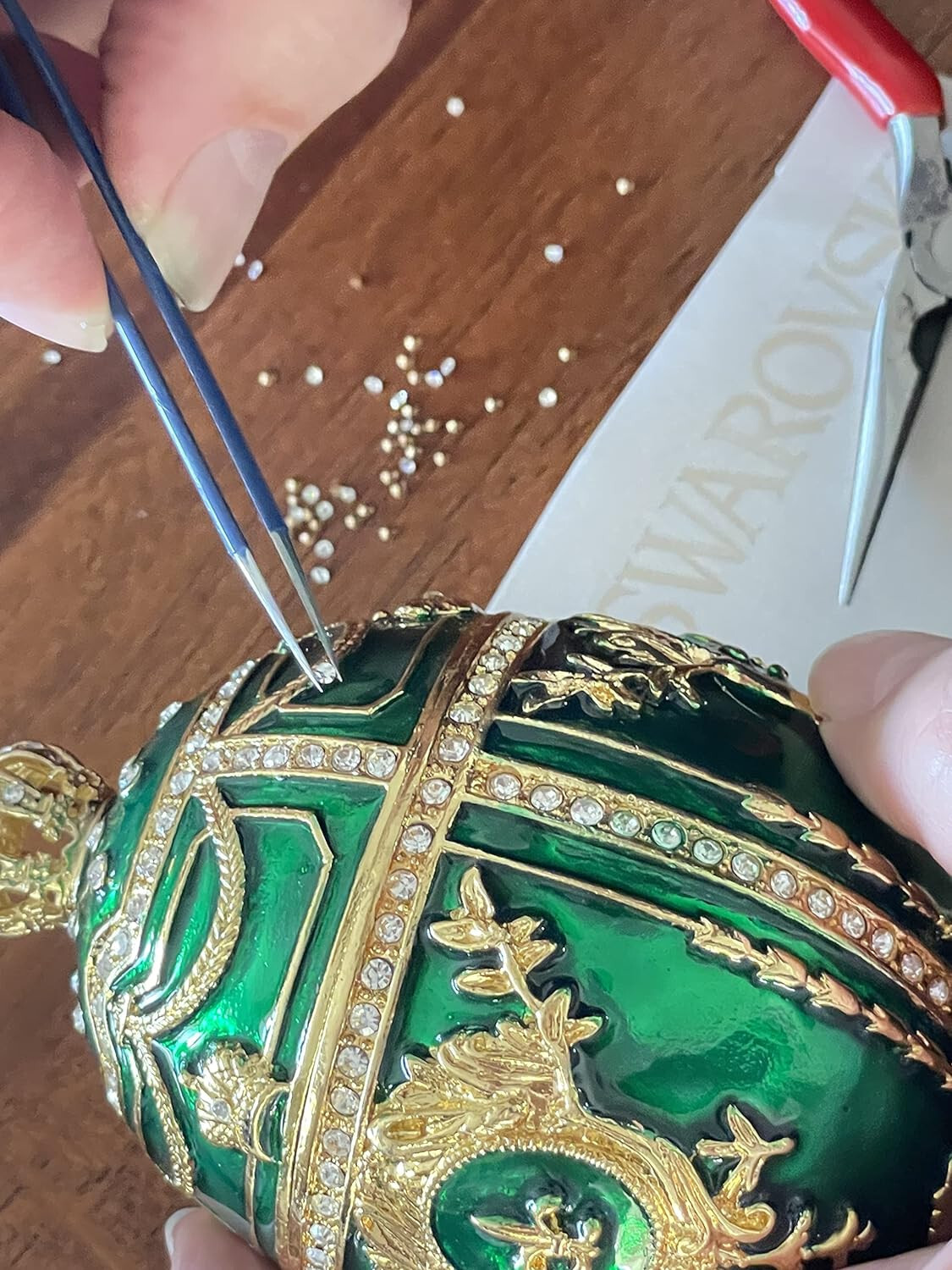Emerald Faberge Egg Imperial Royal Faberge Egg Trinket Box PLUS Diamond ...