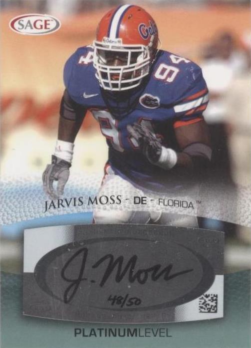 2007 SAGE Autographed Football - Autographs Jarvis Moss #A37 Platinum ...