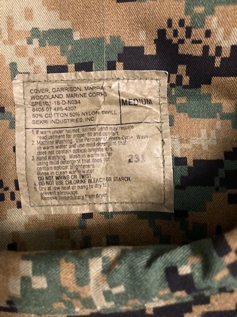 USMC 8 POINT GARRISON COVER - WOODLAND MARPAT - SIZE MEDIUM - NEW | eBay