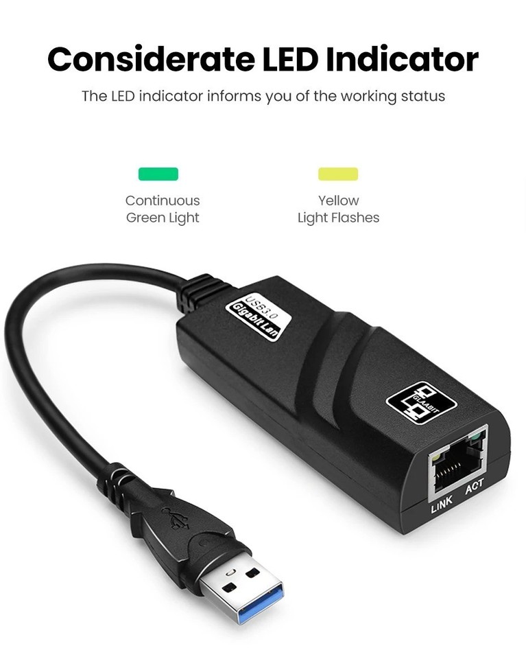 USB 3.0 to LAN ETHERNET Internet Cable Adapter 10/100/1000 Gigabit ...