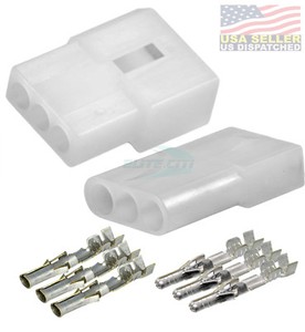 3 Pin Molex Connector Lot , 1 Matched Sets, w/18-22 AWG .093" Pins ...