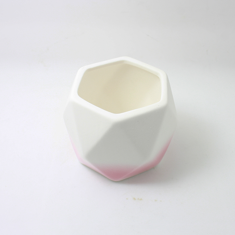 Mini Hexagon Ceramic Succulent Planter Flower Plant Porcelain Pot Home ...
