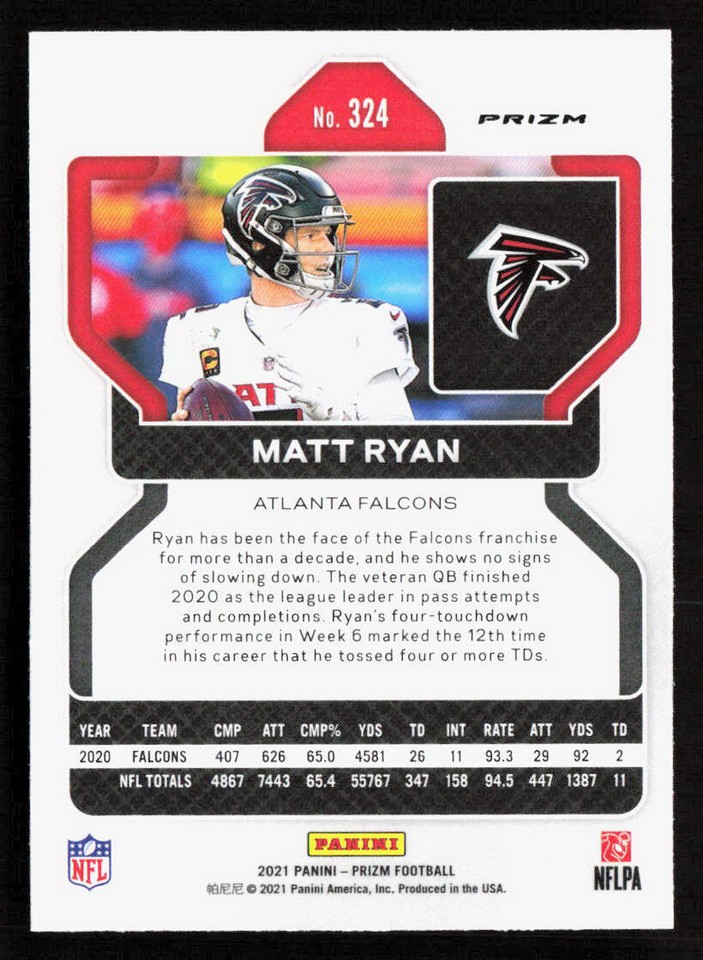 2021 Panini Prizm Matt Ryan Pink #324 Atlanta Falcons | eBay