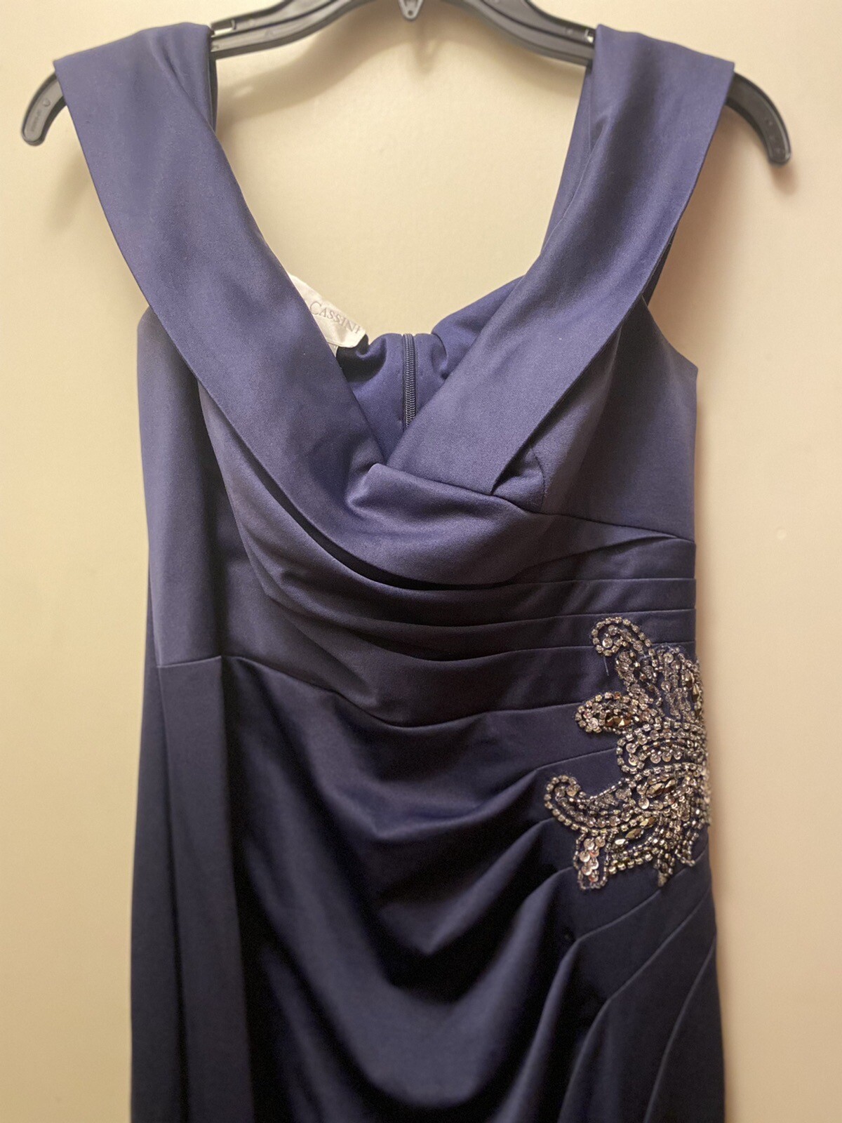 Blue Strapless Beaded Long Formal Gown - Gem