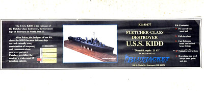 Bluejacket Shipcrafters USS Kidd Fletcher Class Destroyer Model Kit ...