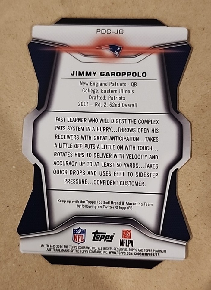 H-JImmy Garoppolo 2014 Topps Platinum Diecut Refractor Rookie Card #pdc ...