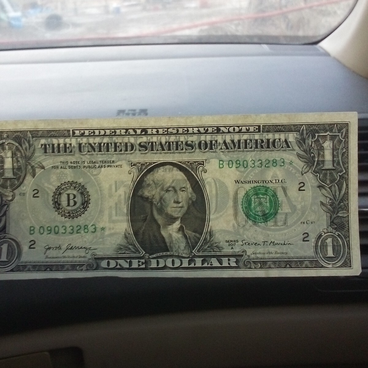 Rare. Error B09033283 * Solid Star Note 2017A Series $1 One Dollar Bill ...