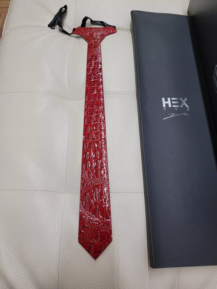 Hex Tie Rabia Ultra Light and Comfortable Vegan Leather Neck Tie Red | eBay