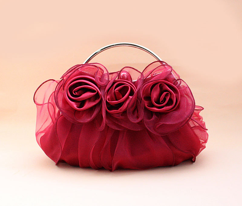 UK flower satin lace evening clutch wedding prom bridal bag purse ...