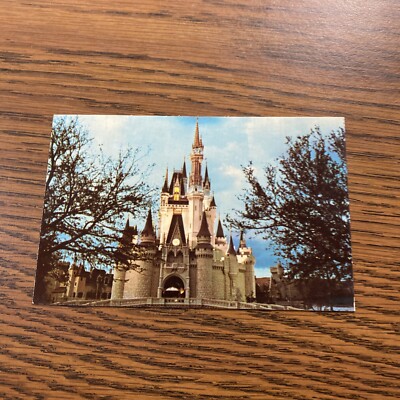 C1970 FLORIDA FLAG Walt Disney World CINDERELLA CASTLE Chrome Postcard ...