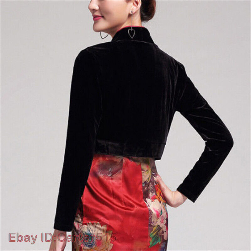 Women Bolero Velvet Cardigan Shrug Jacket Open Front Formal Party ...