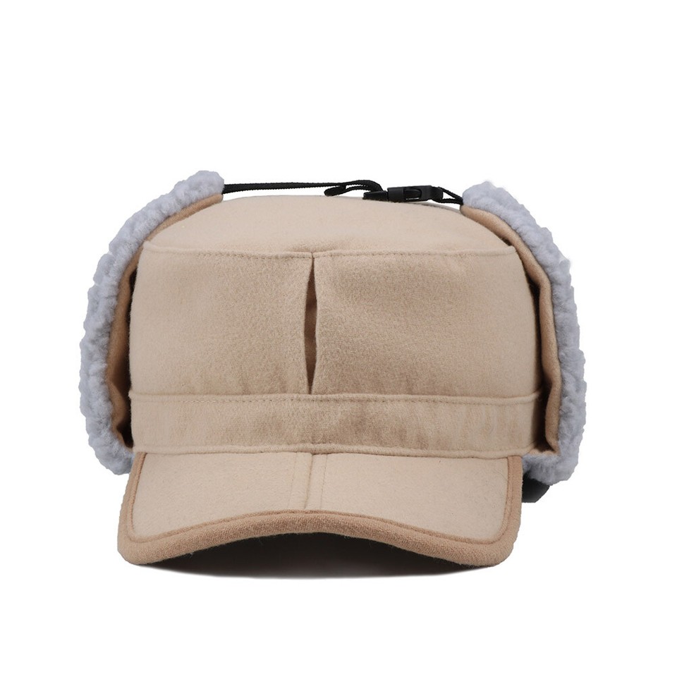 Wool Baseball Hat with Visor and Ear Flaps Winter Warm Cap for Men ...